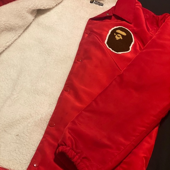 Bape | Jackets & Coats | Bape X Champion Bomber Jacket Red | Poshmark